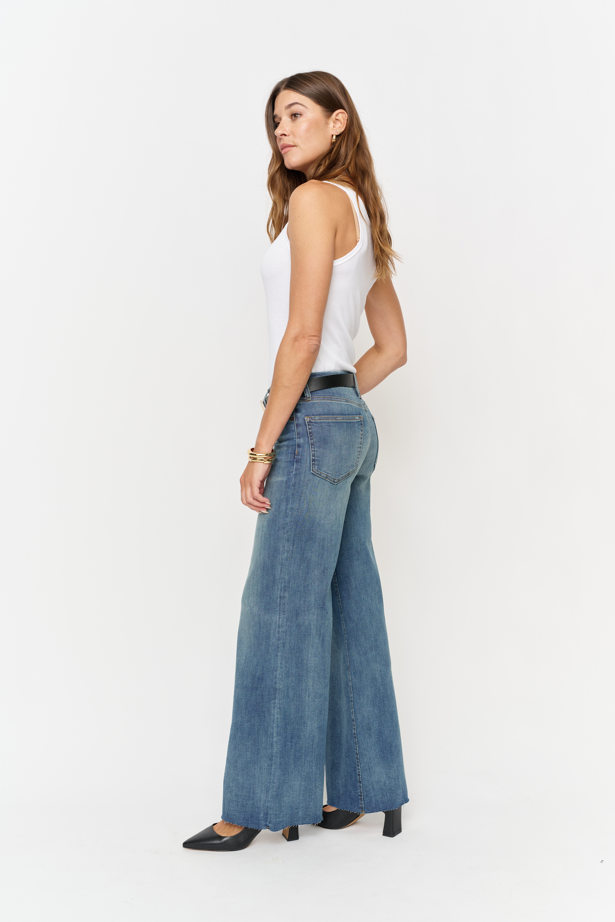 Crawford Mid Rise Fitted Wide Leg Sculpt+ Vintage Denim Indigo ...