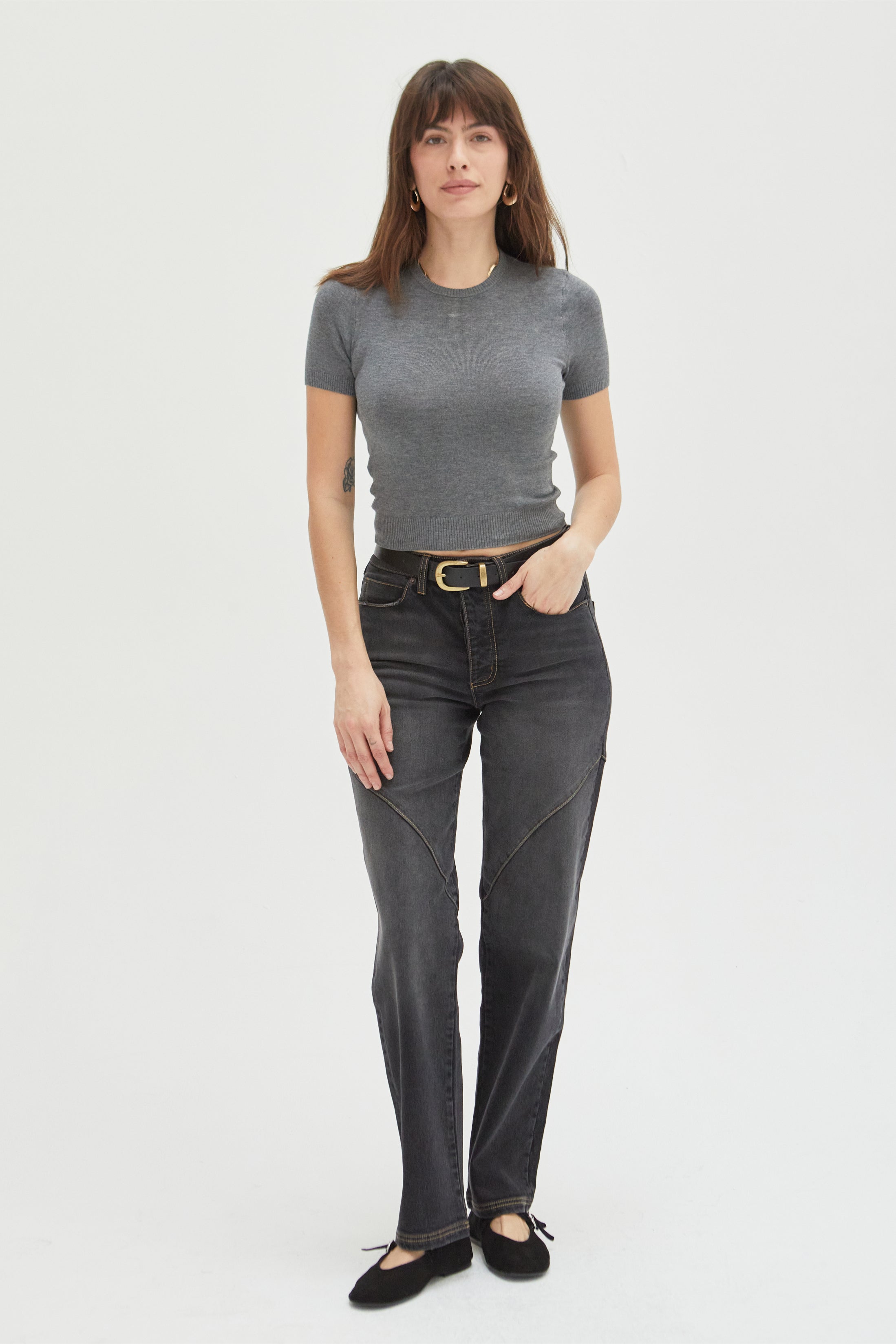 Mulberry High Rise Straight Leg Jeans – Faded Black | Oliver Logan ...